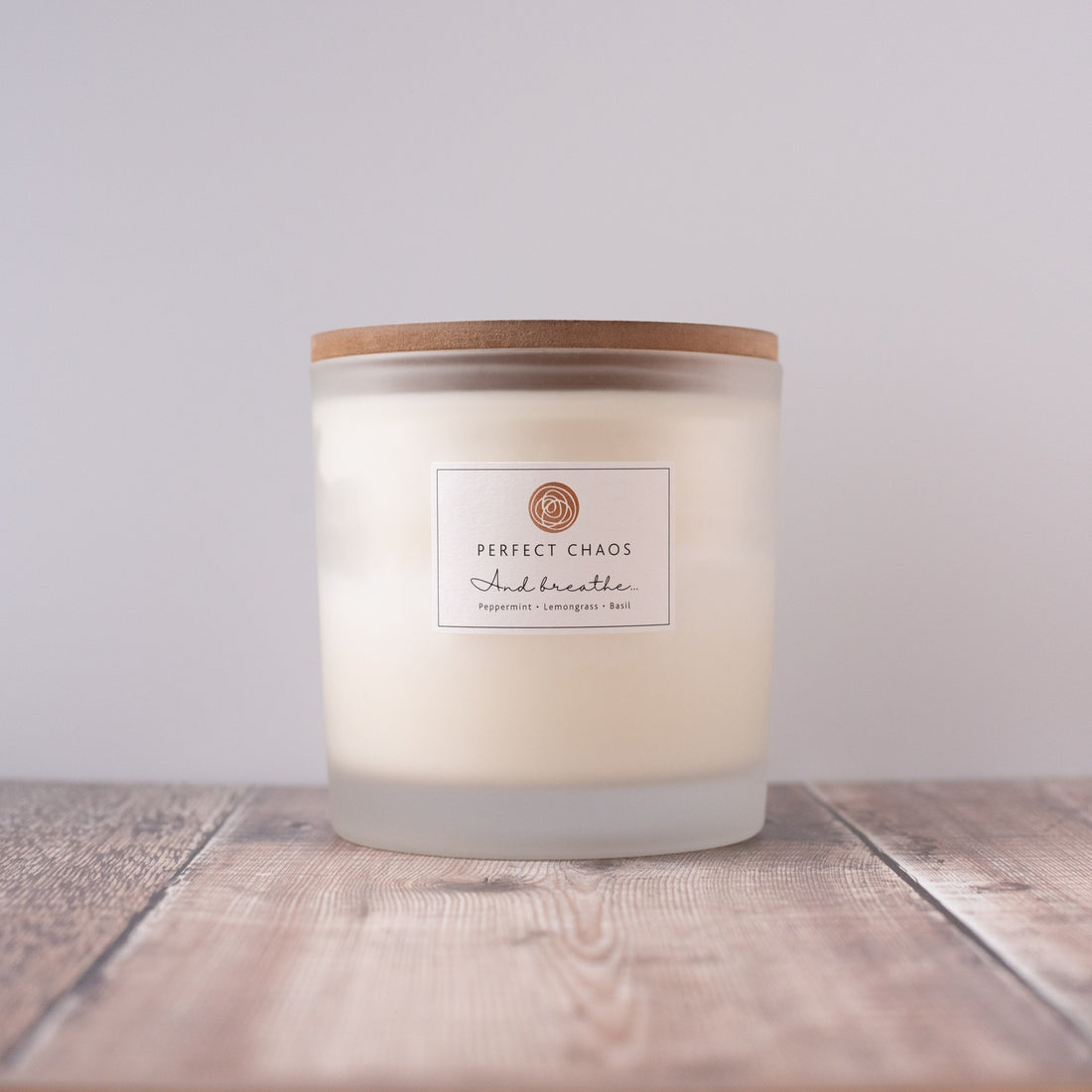 Frosted Glass Candle - And Breathe - Peppermint, Lemongrass and Basil ...